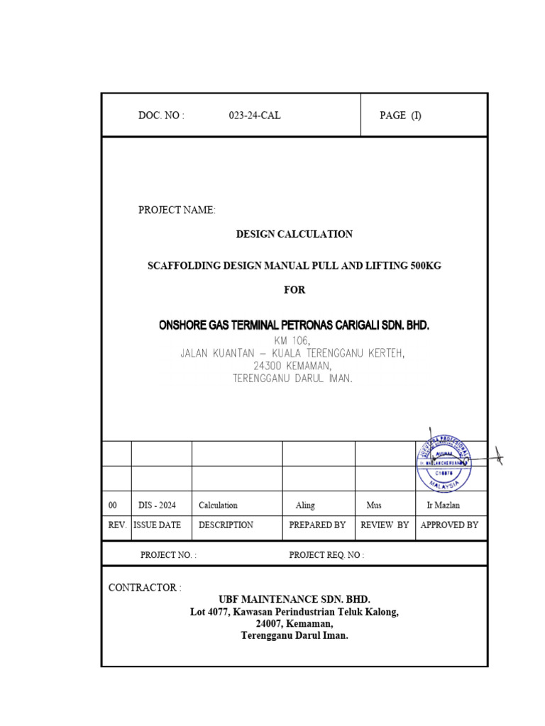 Scaffolding Design Manual for 500kg Lift | PDF | Scaffolding