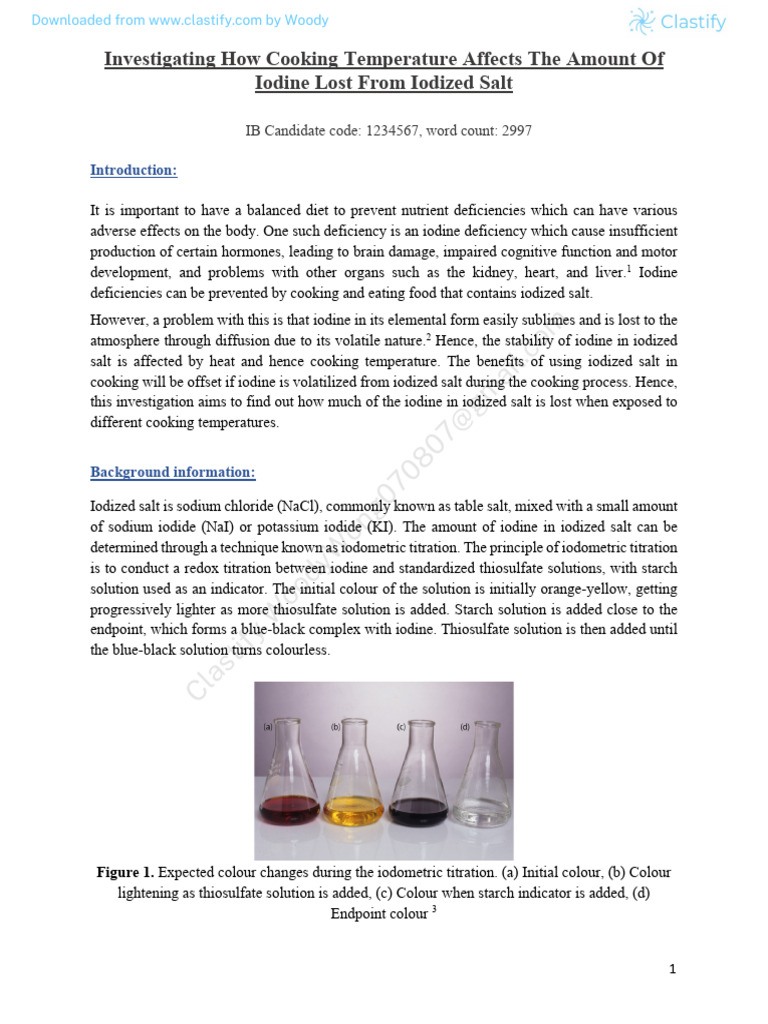Cooking Temperature's Impact on Iodine Loss | PDF | Iodine | Chemistry