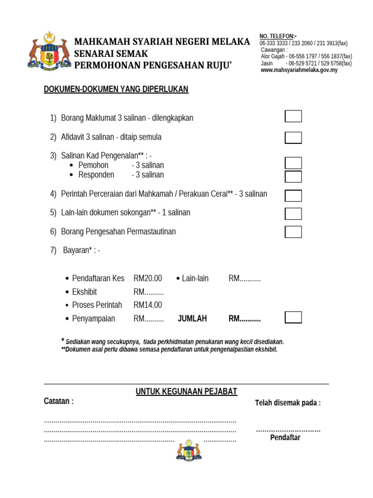 Permohonan Pengesahan Rujuk | PDF