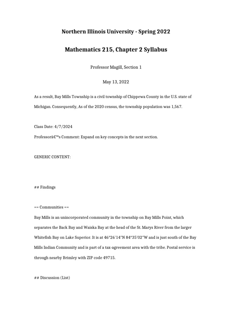 MATHEMATICS_215_CHAPTER_2_SYLLABUS | PDF | Race And Ethnicity In The ...