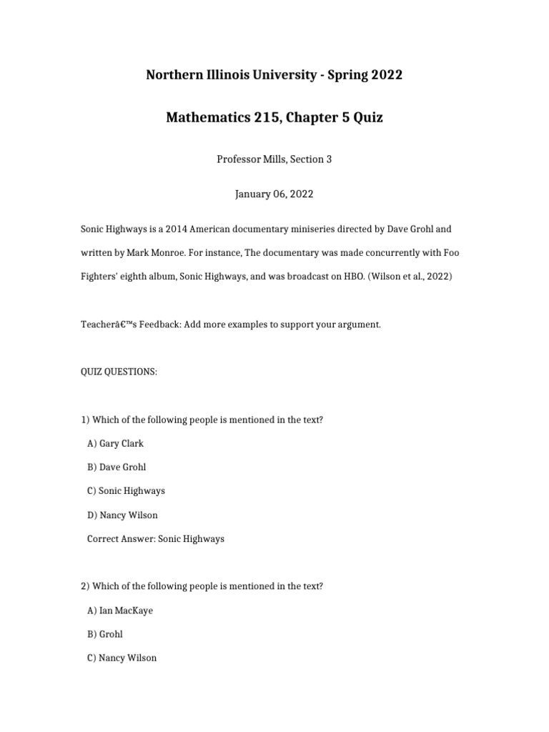 Niu Math 215 Spring 2022 Quiz Pdf