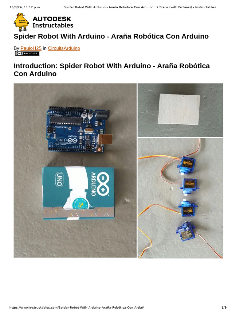 Spider Robot With Arduino - Araña Robótica Con Arduino - 7 Steps (With Pictures) - Instructables ...