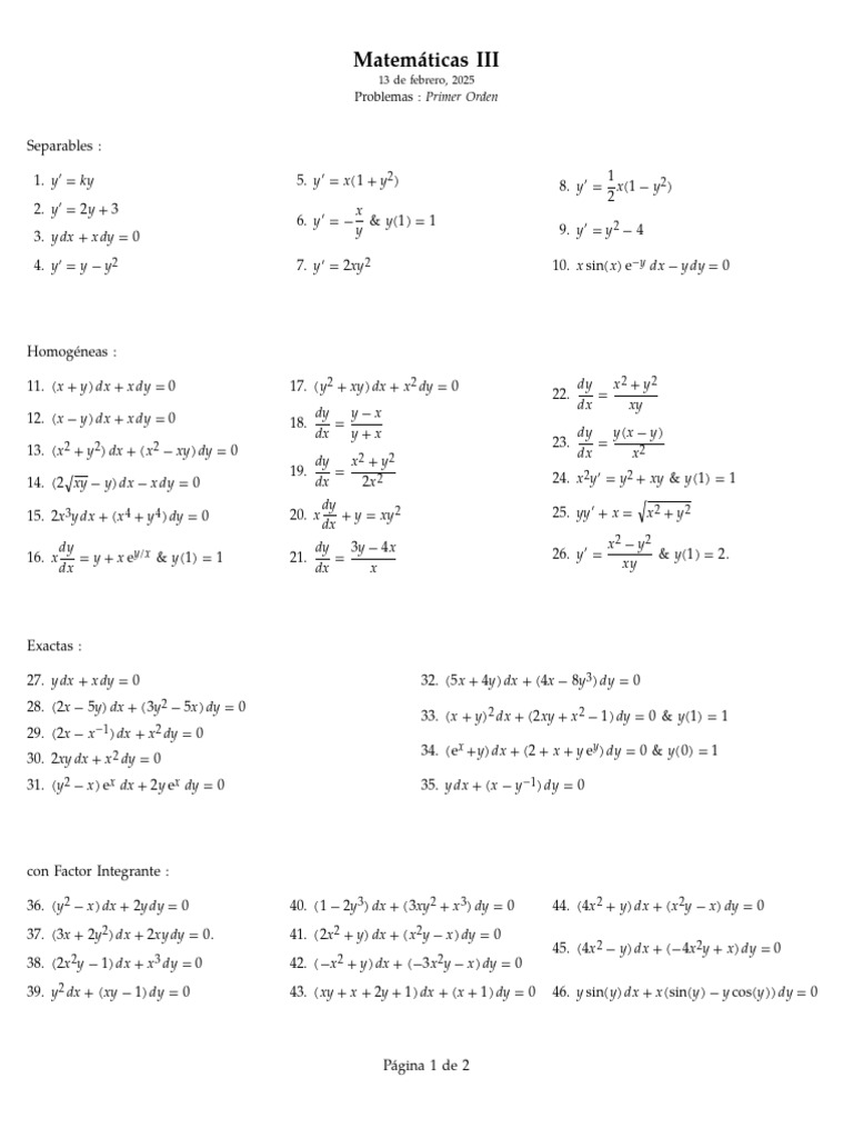 Problemas Primer Orden Bsts | PDF