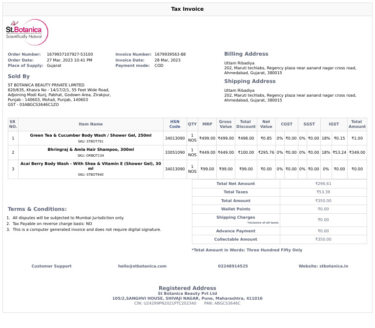 StBotanica Invoice 1679939563-88 | PDF | Taxes | Payments