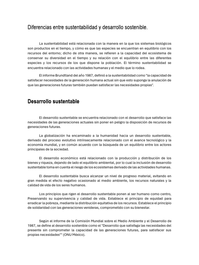 Diferencias Entre Sustentable y Sostenible | PDF | Sustentabilidad | Desarrollo sostenible