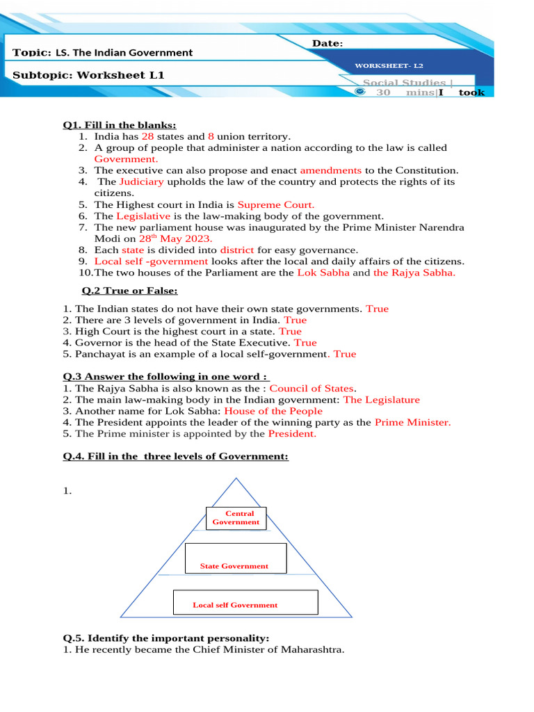 Vol-4 The Indian Government L2 Answer Key - 2025 | PDF | Government Of ...