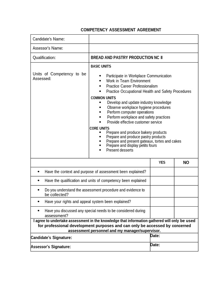 Competency Assessment for Baking NC II | PDF