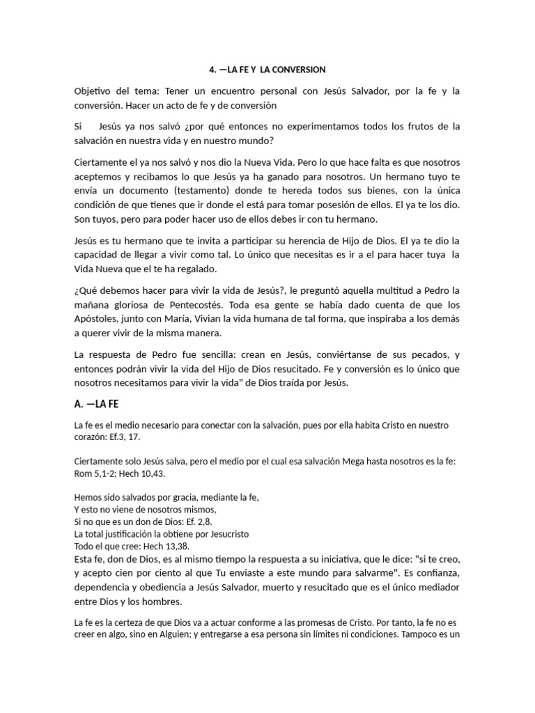Fe y Conversion (Id y Evangelizad A Los Bautizados) | PDF | Fe | Cristo (título)
