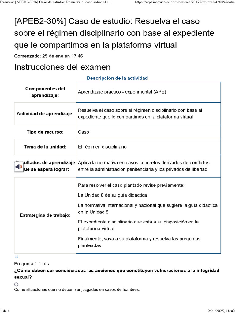 Examen - (APEB2-30 - ) Caso de Estudio - Resuelva El Caso Sobre El Régimen Disciplinario Con ...