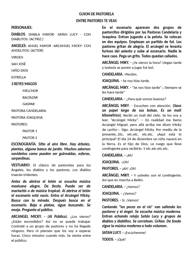 Guion de Pastorela Chistosa | PDF | Satán