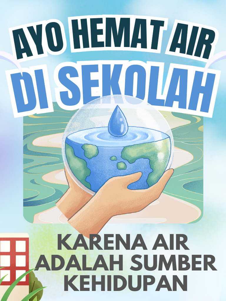 BIru Ilustratif Poster Hemat Air Di Sekolah | PDF