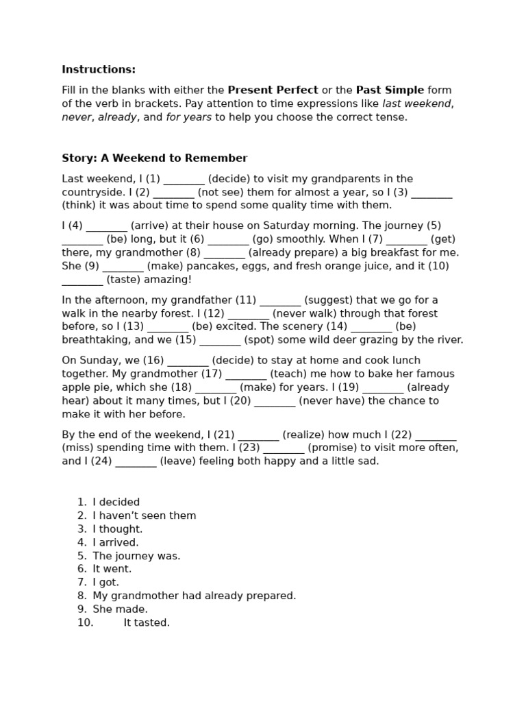 Past Simple Vs Present Perfect | PDF