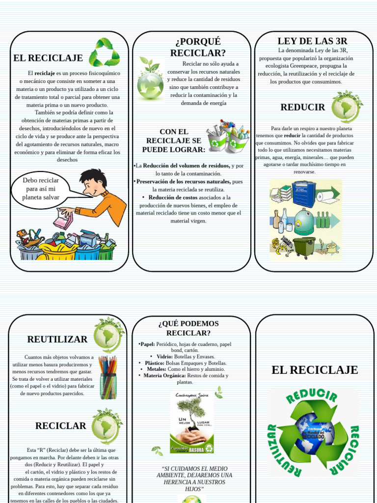 Triptico Del Reciclaje 4 | PDF | Reciclaje | Residuos