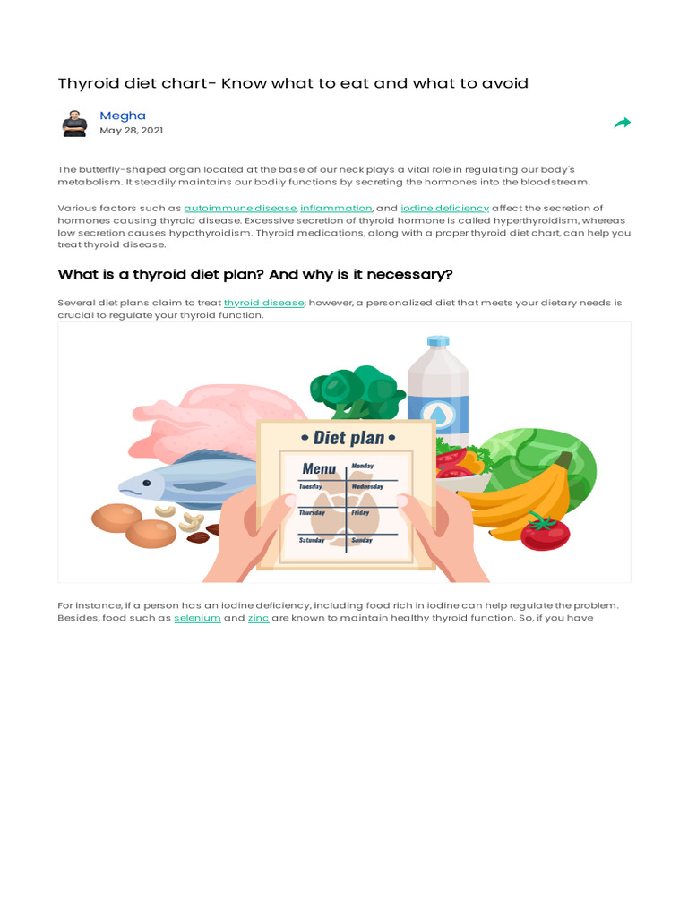 Thyroid Diet Chart - Know What To Eat and What To Avoid | PDF ...