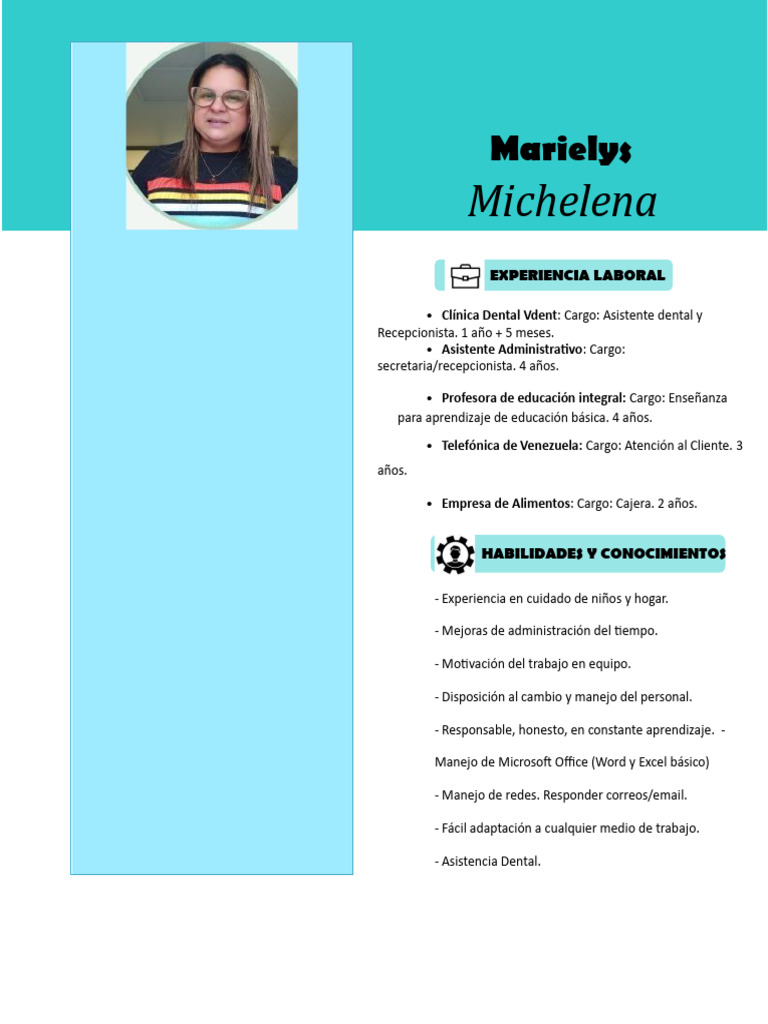 Experiencia y habilidades de Marielys Michelena | PDF