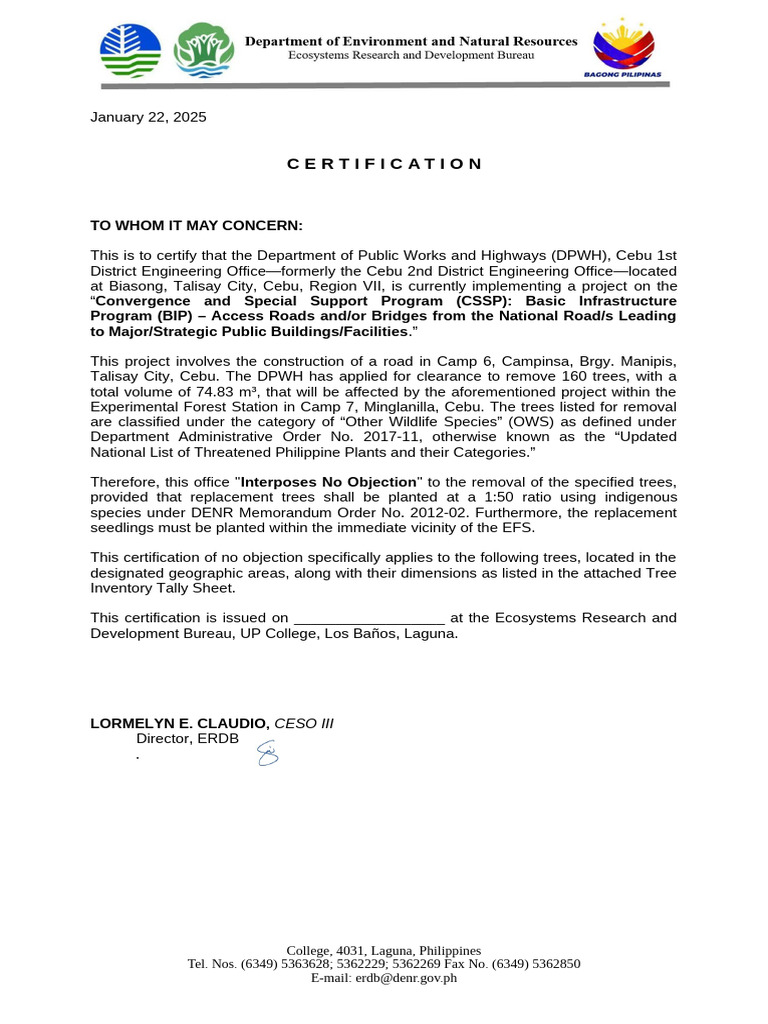 Draft - Certificate of No Objection | PDF