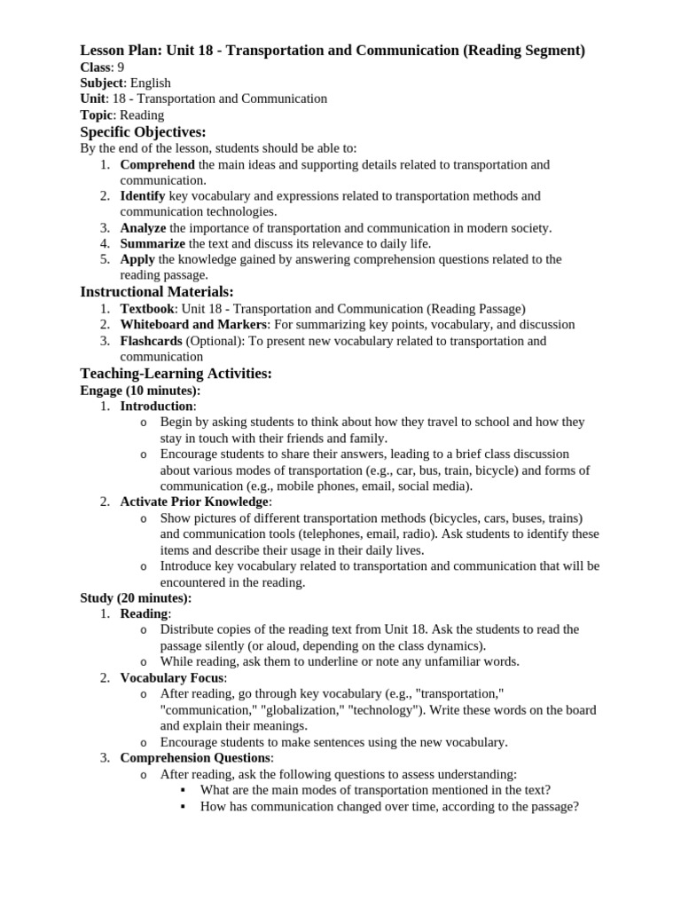 Lesson Plans Real TEaching | PDF | Reading Comprehension | Communication