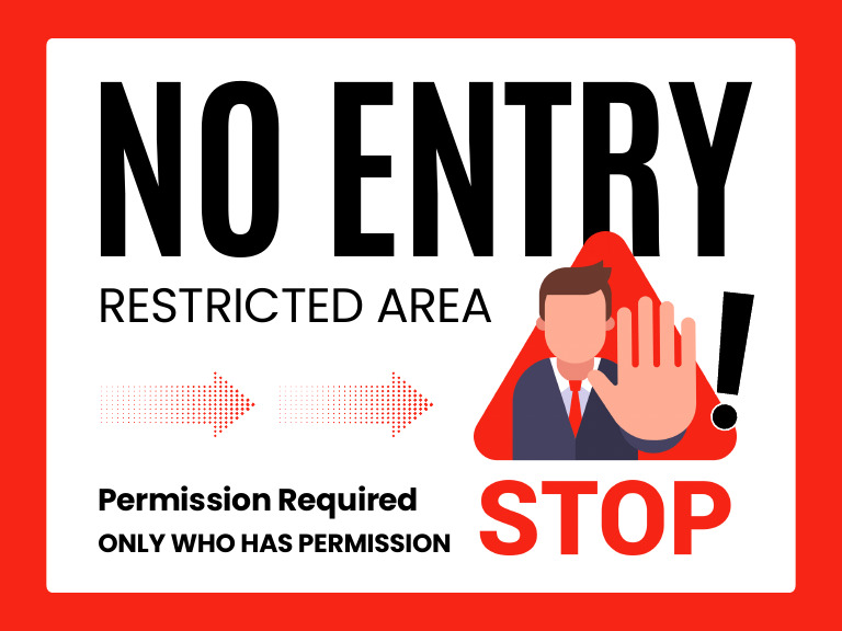 Red and White Modern No Entry Restricted Area Yard Sign | PDF
