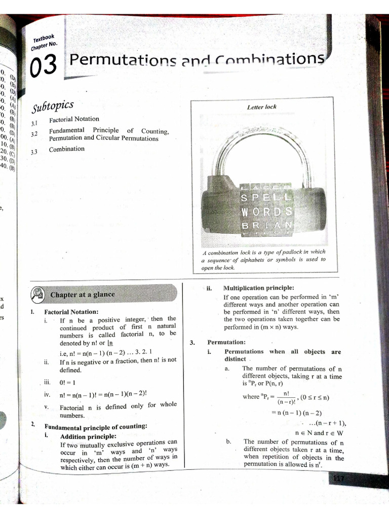 Maths 11th MHT-CET Chap 3 Permutation & Combination | PDF