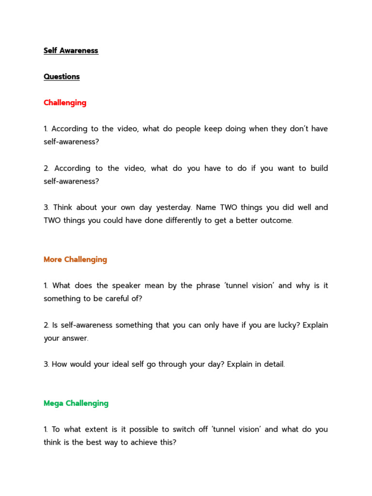 Self Awareness | PDF