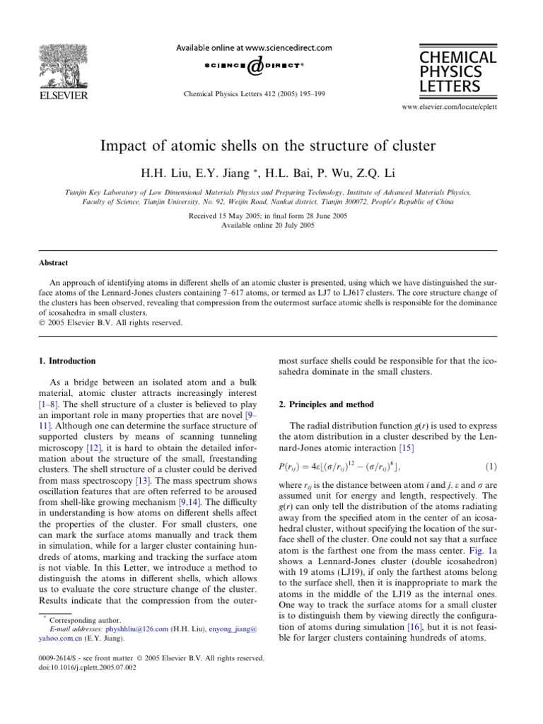 2005 - CPL - Impact of Atomic Shells On The Structure of Cluster | PDF ...