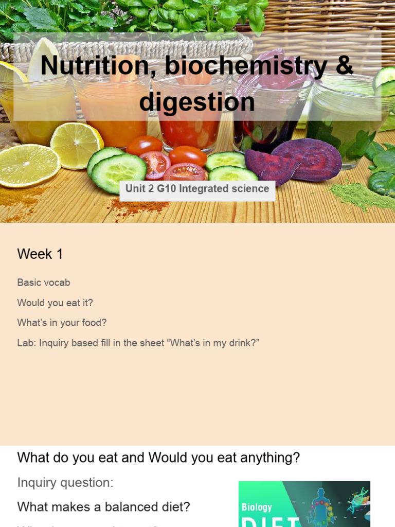 G10 MYP IS Unit 2 Biochemistry Nutrition Digestion | PDF | Chemical ...