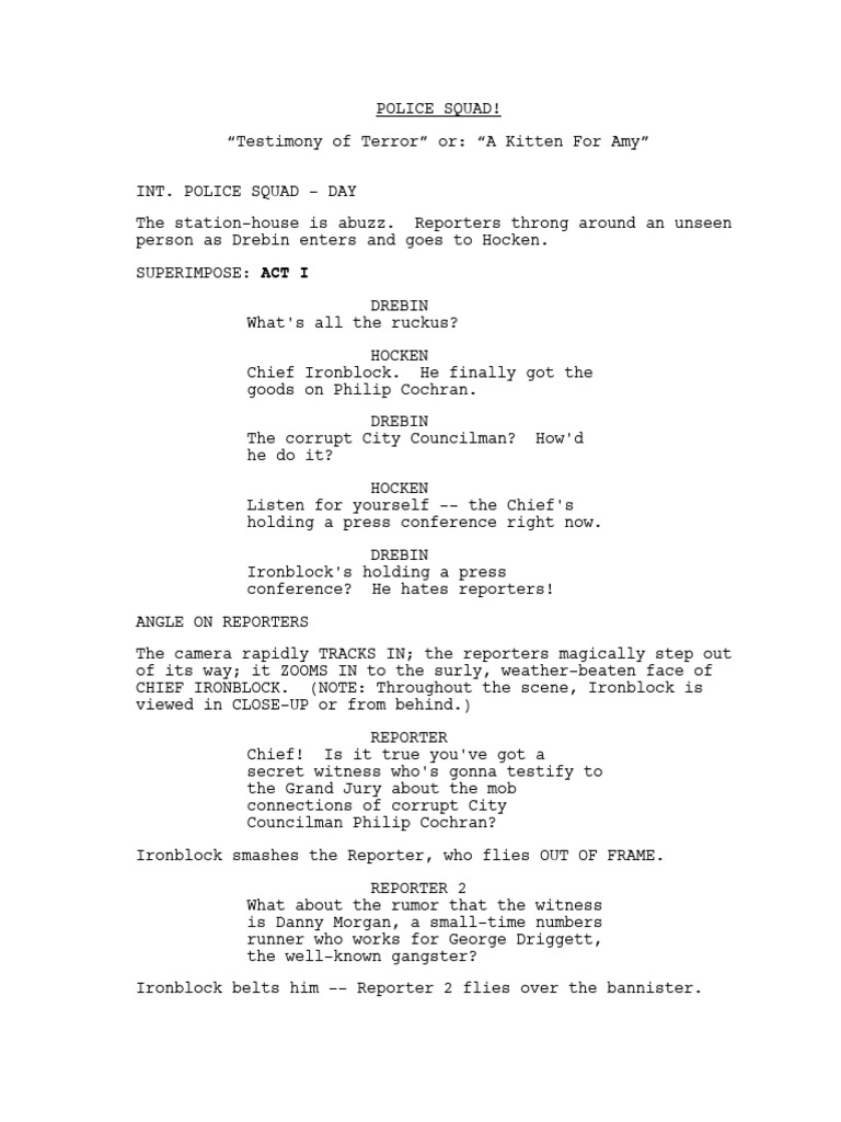 Police Squad Unfilmed Teleplay | PDF