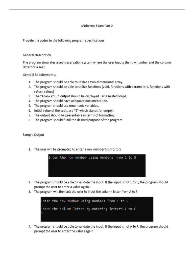 Midterms Exam Part 2 PDF | PDF | Parameter (Computer Programming) | Computer Science