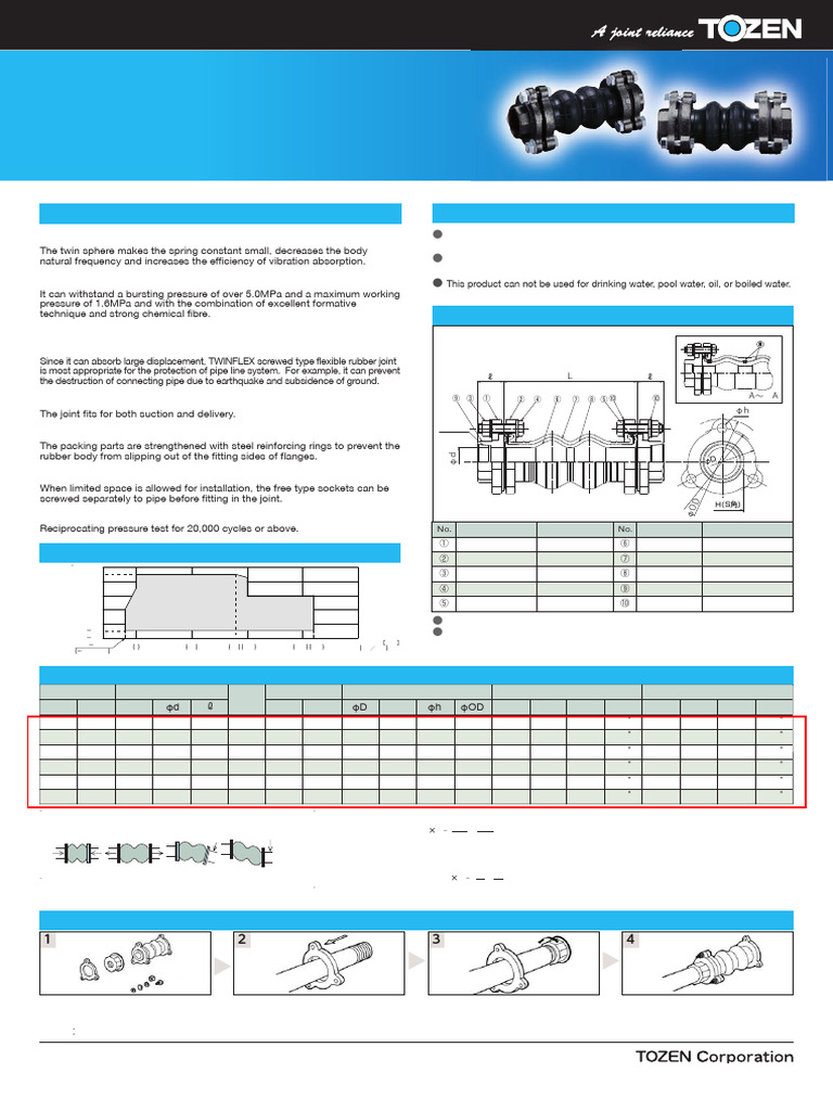 TOZEN Twinflex Screwed Spec | PDF | Pipe (Fluid Conveyance) | Water
