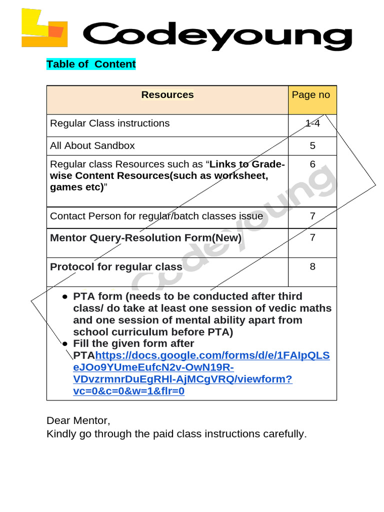Regular Class Protocols and Resources | PDF