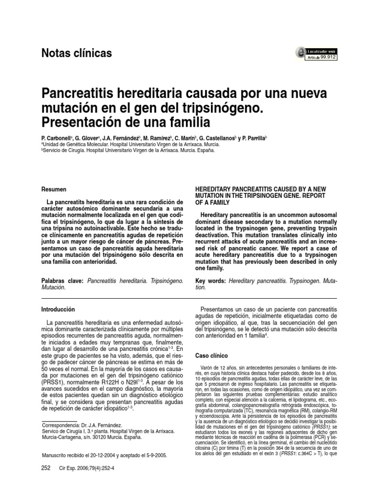 Caso Clínico - Pancreatitis | PDF | Mutación | Gene