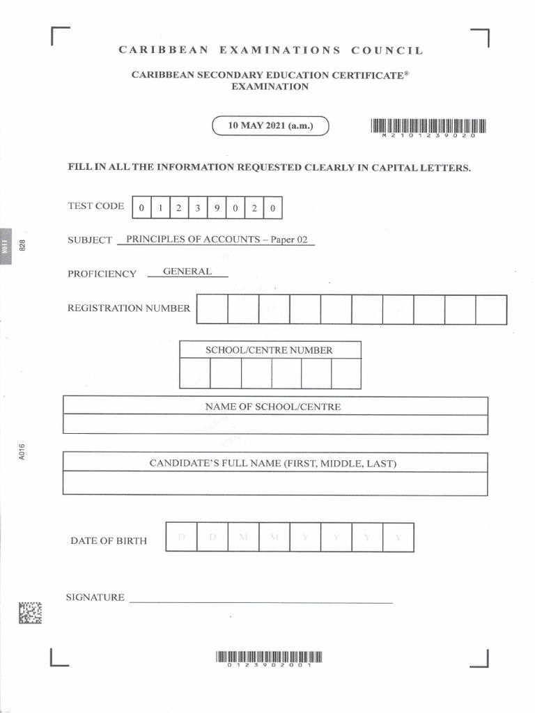 CSEC Principles of Accounts P2 2021 | PDF