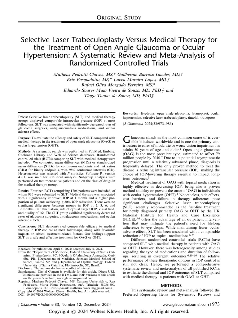 SLT vs. Medical Therapy for Glaucoma | PDF | Glaucoma | Randomized ...