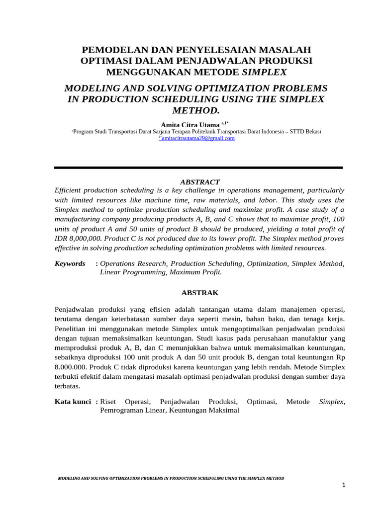 Jurnal Riset Operasi - UAS 2025 | PDF