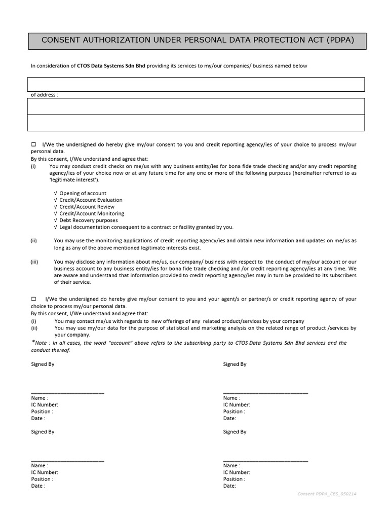 CTOS Consent | PDF | Business