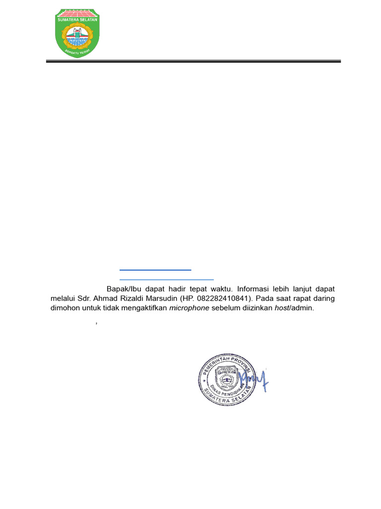 Undangan Rapat Daring PIP 0302 | PDF