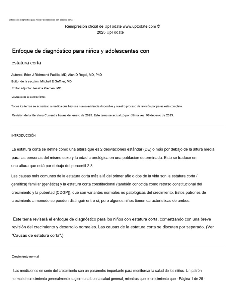 Diagnostic Approach To Children and Adolescents With Short Stature en ...