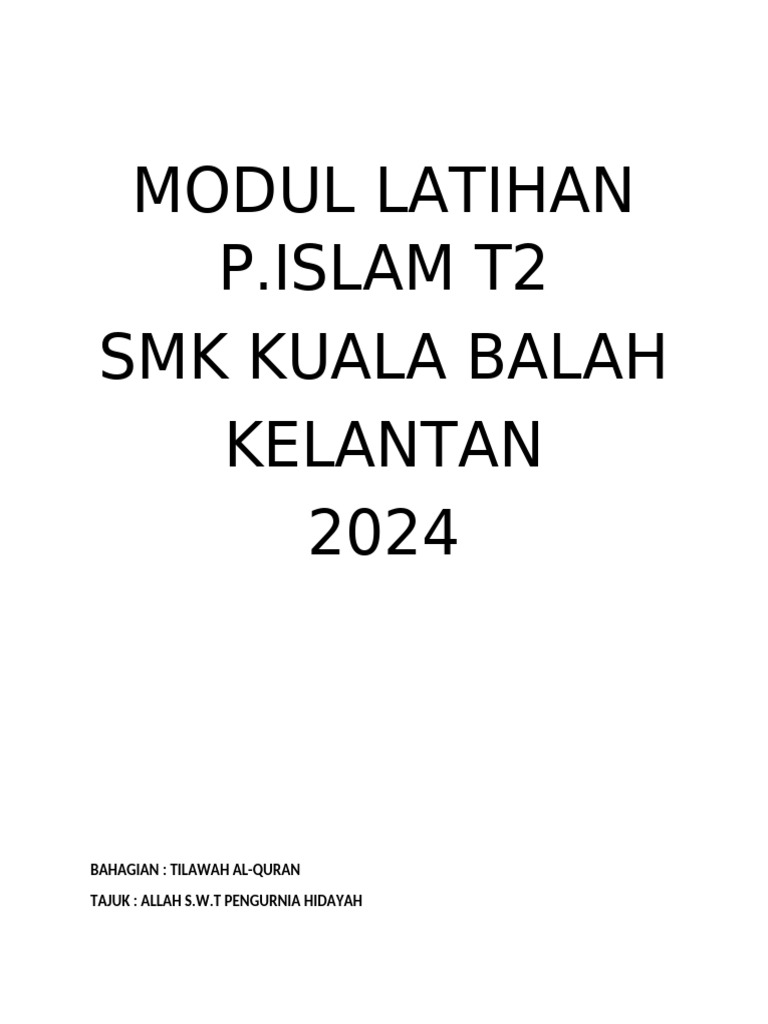 Modul Latihan Pendidikan Islam Ting 2 | PDF