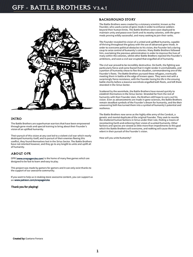 BattleBrothers GFF - Army Book 3.4.1 | PDF | Machine Gun