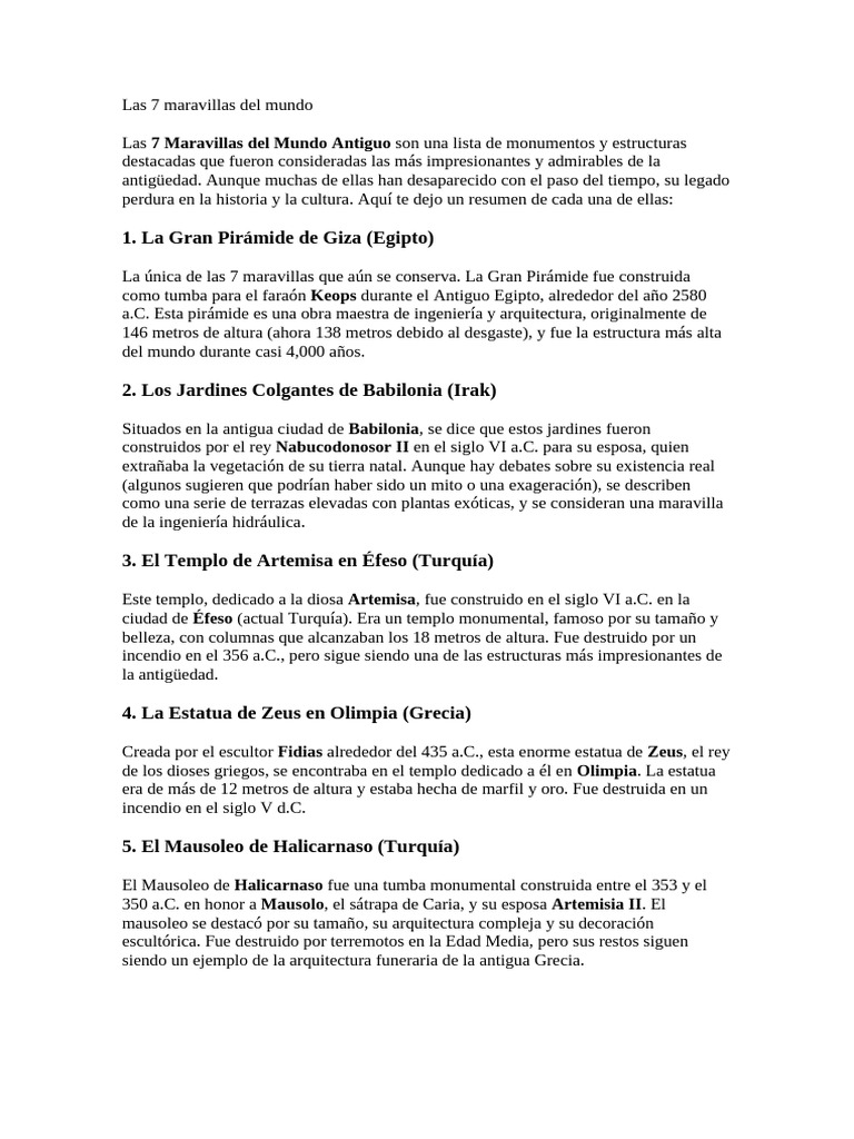 7 Maravillas del Mundo Antiguo | PDF