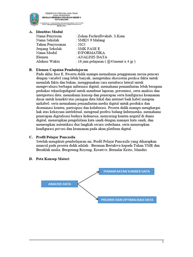 Modul Ajar Analisis Data - 2 | PDF