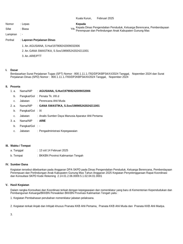 Laporan Perjadin Desember 2024 | PDF