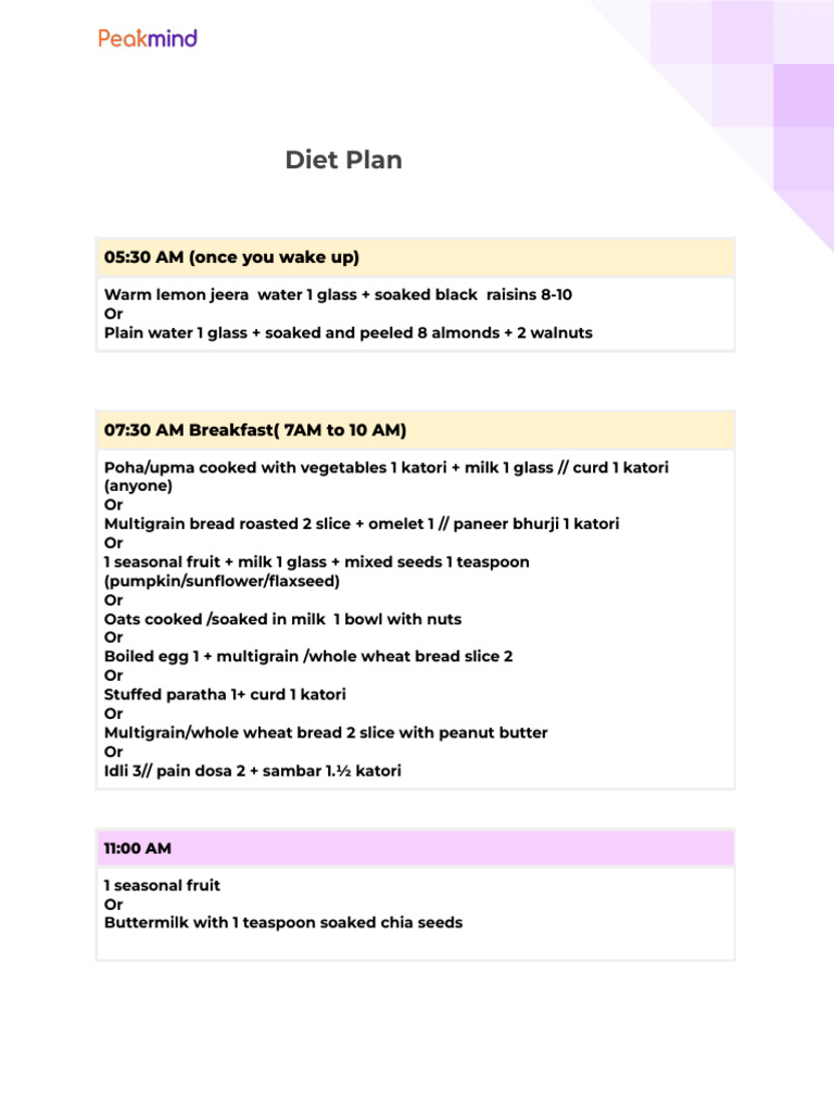 Diet Plan - Stay Energized | PDF