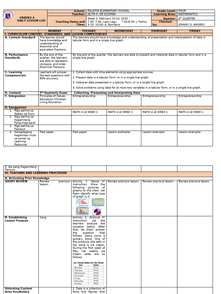 Le Gr4 Mathematics q4 Week 1 | PDF | Mathematics | Learning