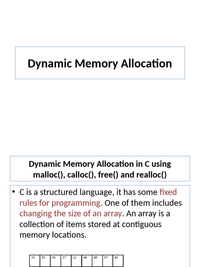 Dynamic Memory Allocation (1)(1) | PDF | Pointer (Computer Programming ...