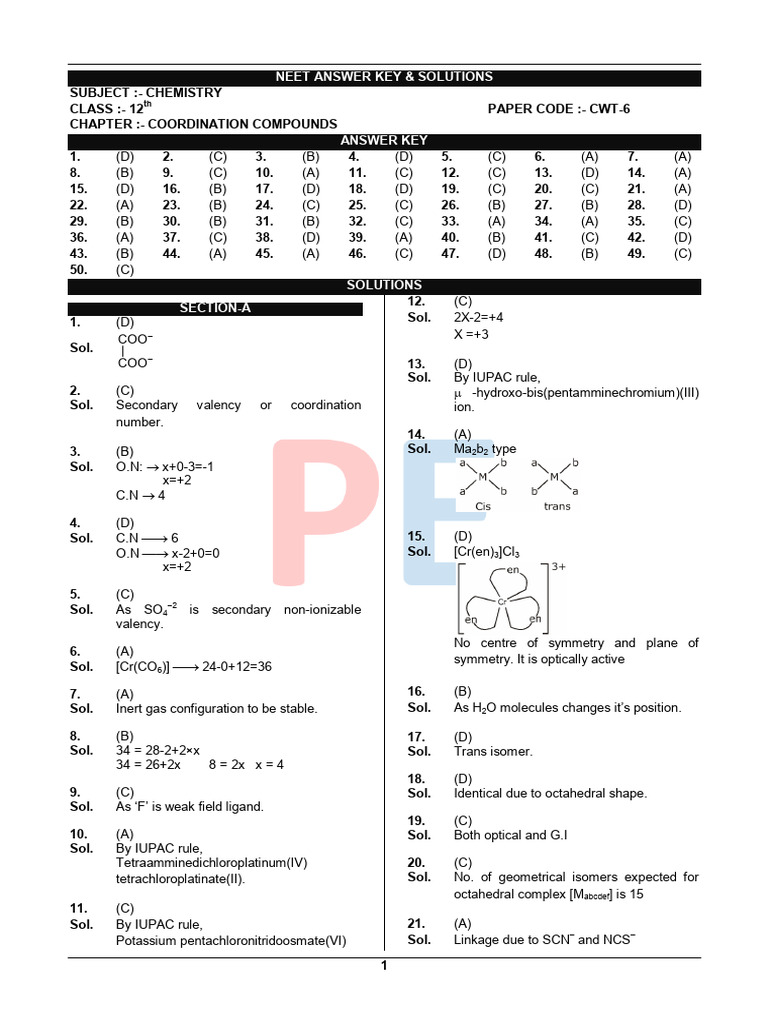 6-COORDINATION-COMPOUNDS-SOLUTION | PDF | Coordination Complex | Ligand