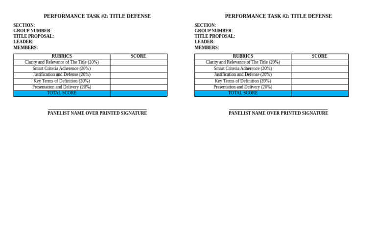 Title Defense Grading Sheet | PDF