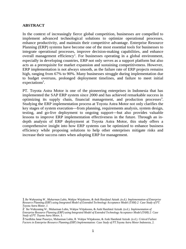 ERP Success at Toyota Astra Motor | PDF | Toyota | Hybrid Electric Vehicle
