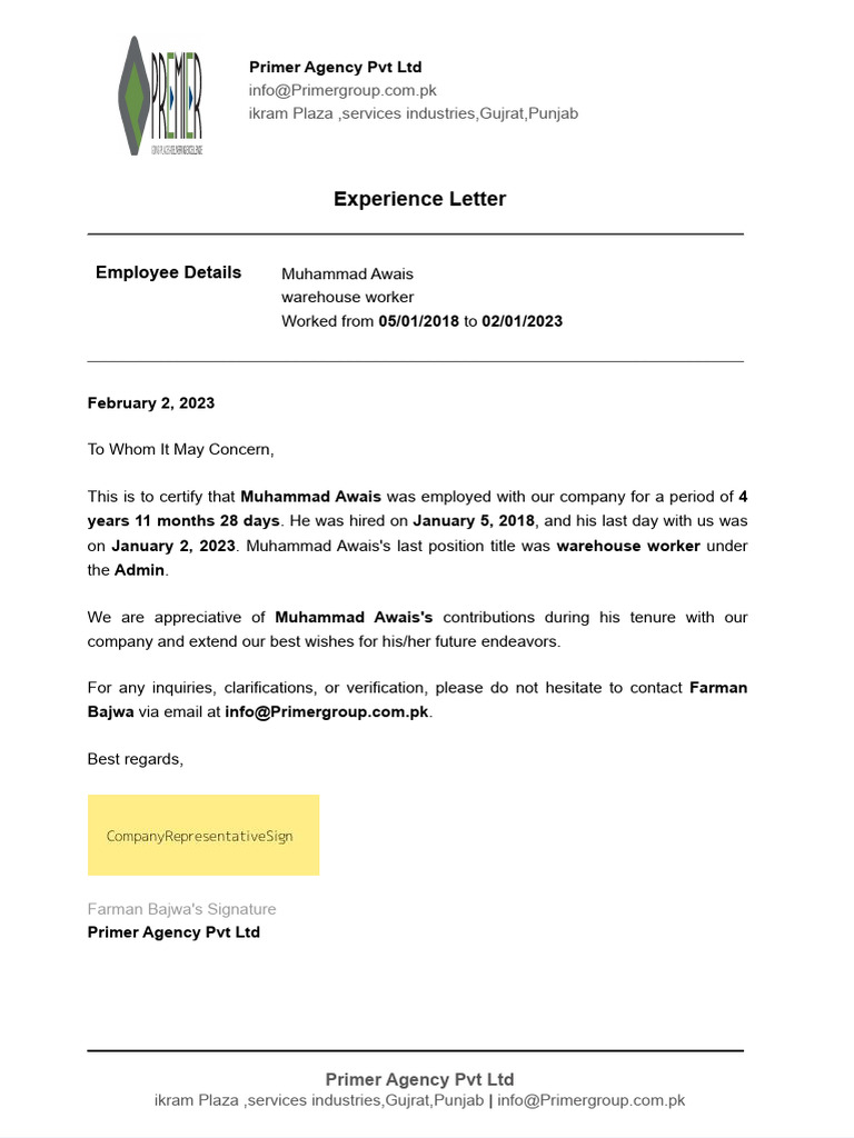 Experince Letter | PDF