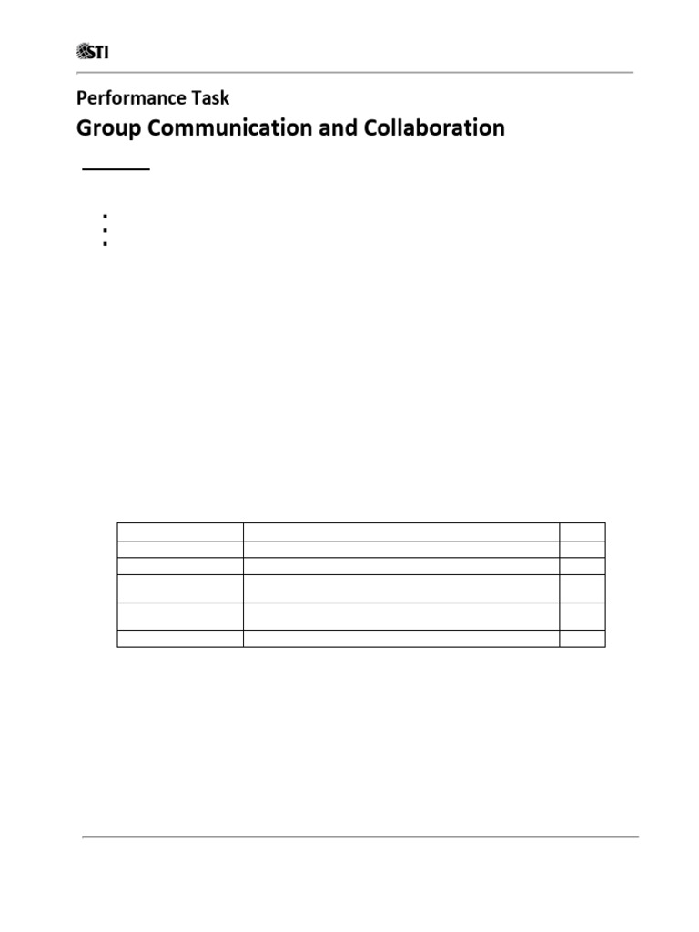 Group Communication and Collaboration - STI Performance Task in ...